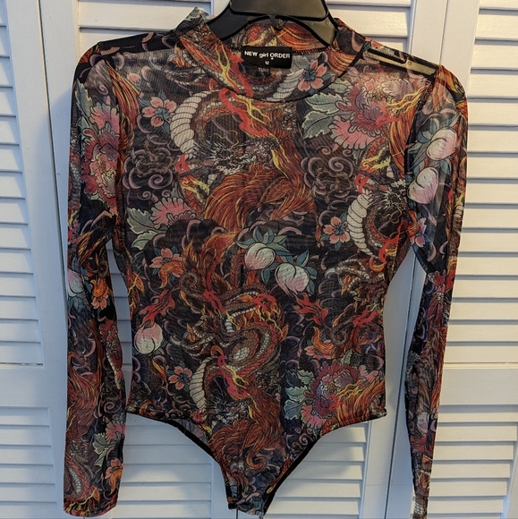 Dolls Kill | Tops | Dragon Print Mesh Bodysuit Final Offer | Poshmark
